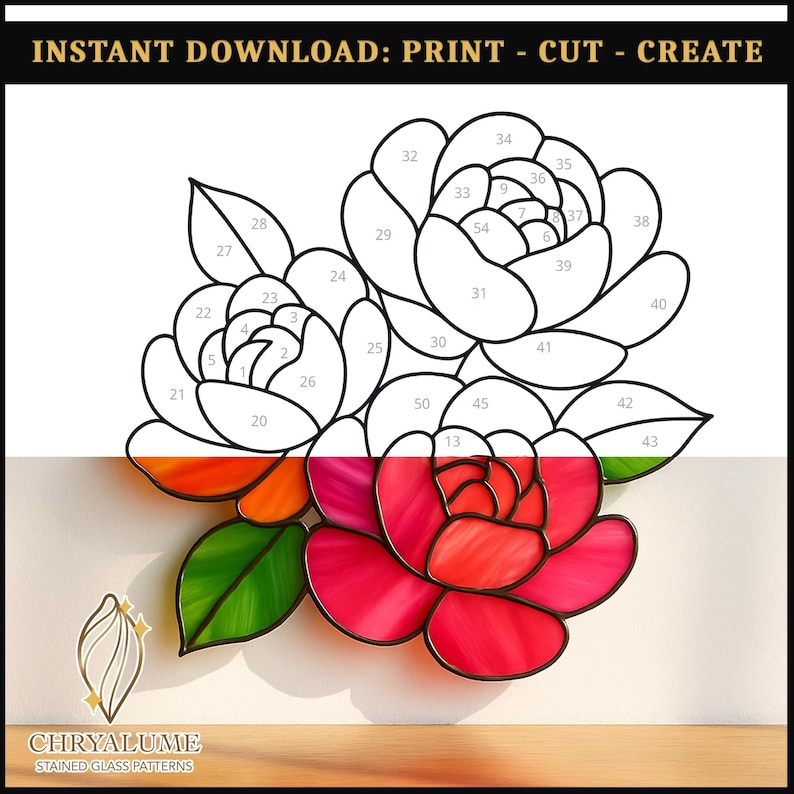 Autumn Bouquet Stained Glass Pattern: DIY Fall Suncatcher (PDF Download ...