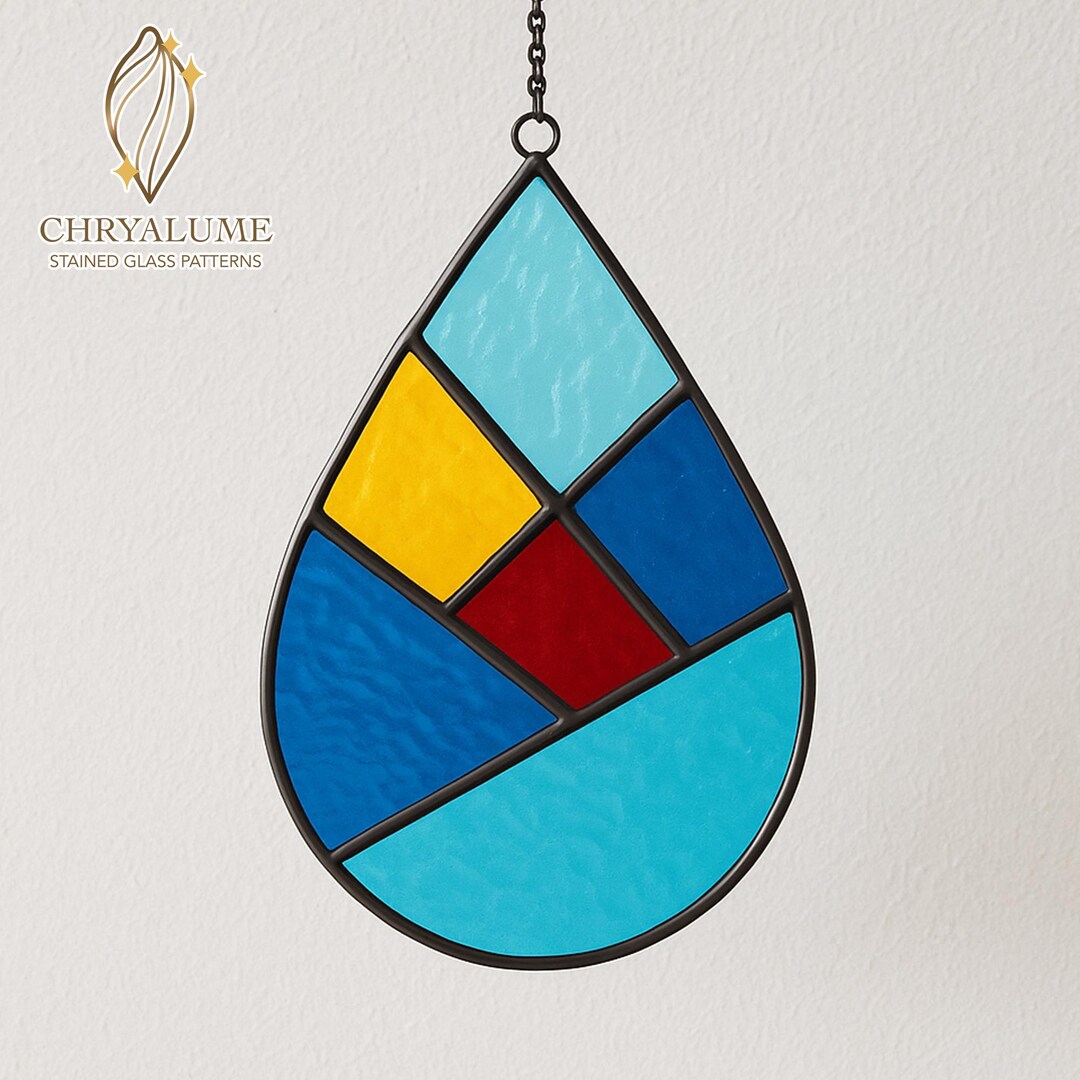 Geometric Teardrop Stained Glass Pattern: Abstract Suncatcher (PDF ...