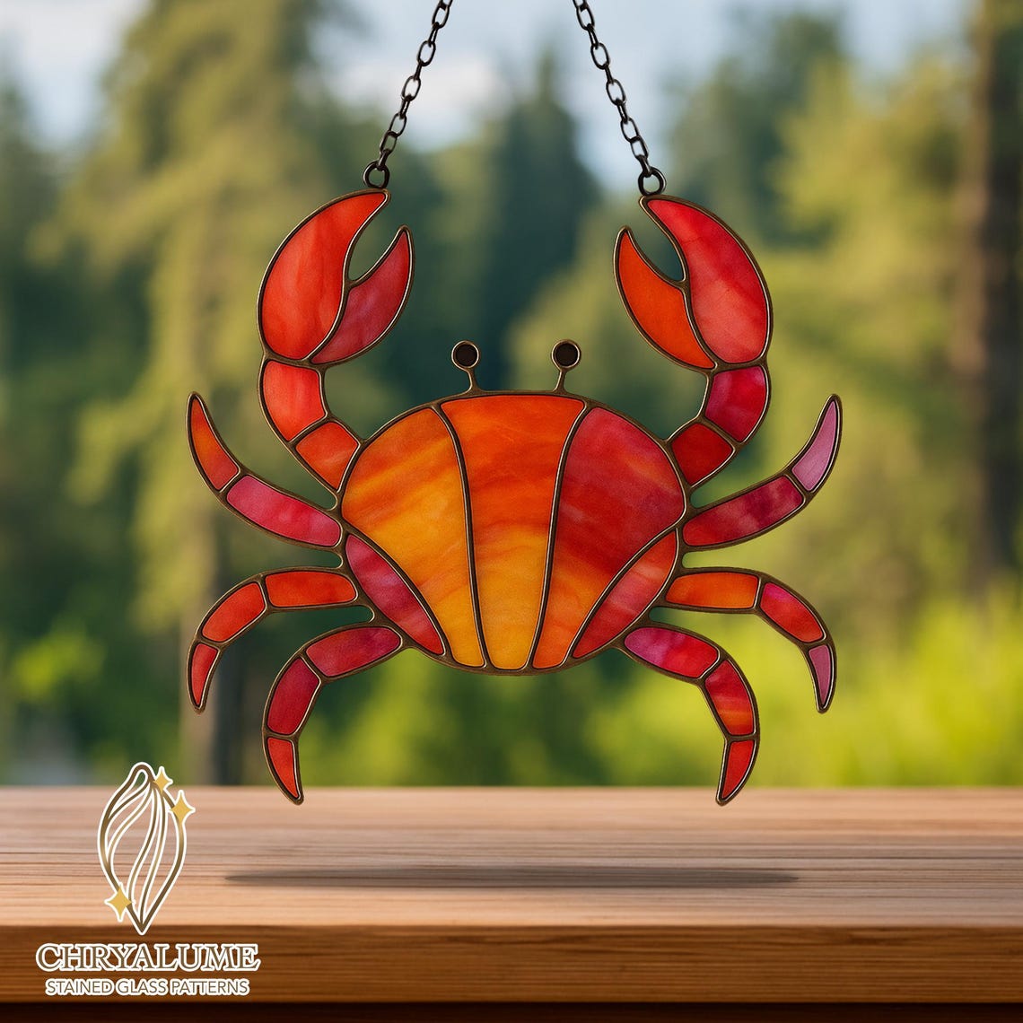Crab Stained Glass Pattern: DIY Ocean Suncatcher (PDF Download) - Etsy