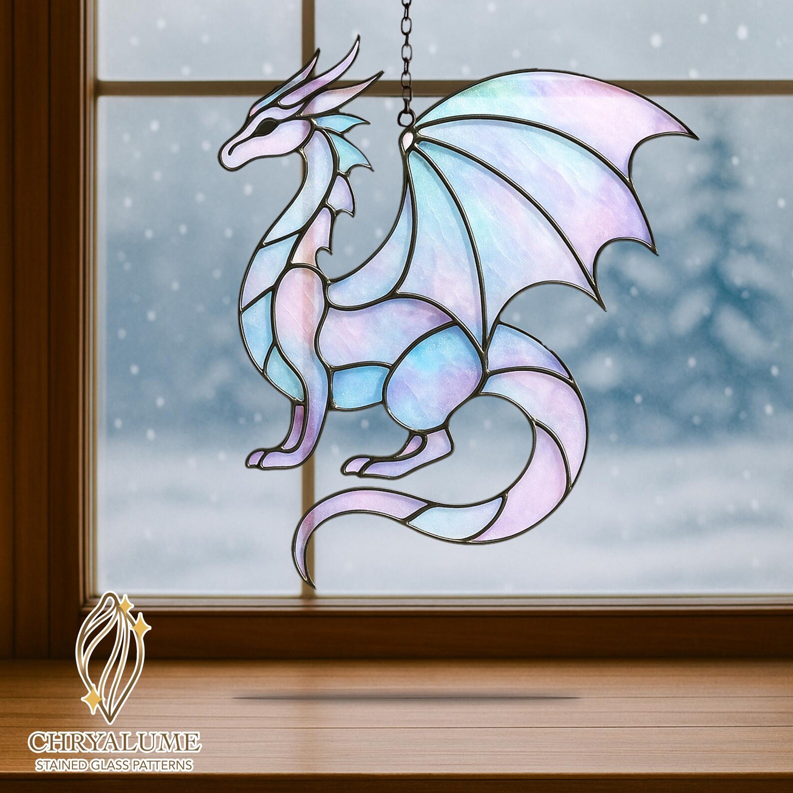 Dragon Stained Glass Pattern: DIY Suncatcher Window Art (PDF) - Etsy