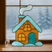 Winter House Stained Glass Pattern: Christmas Suncatcher (PDF Download ...