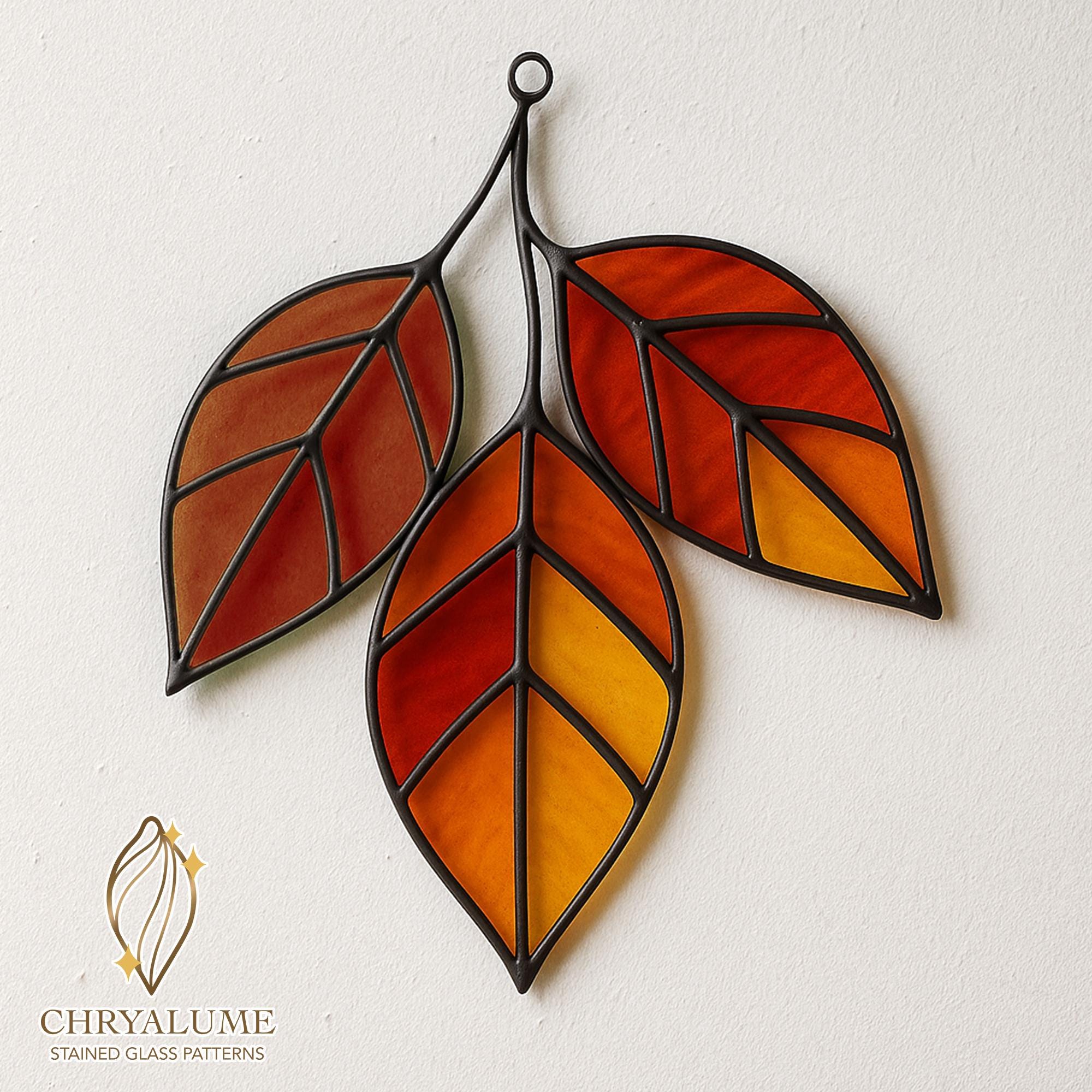 Autumn Leaves Stained Glass Pattern: Fall Pattern Suncatcher DIY (PDF ...
