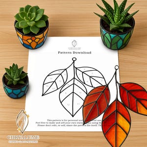 Autumn Leaves Stained Glass Pattern: Fall Pattern Suncatcher DIY (PDF ...
