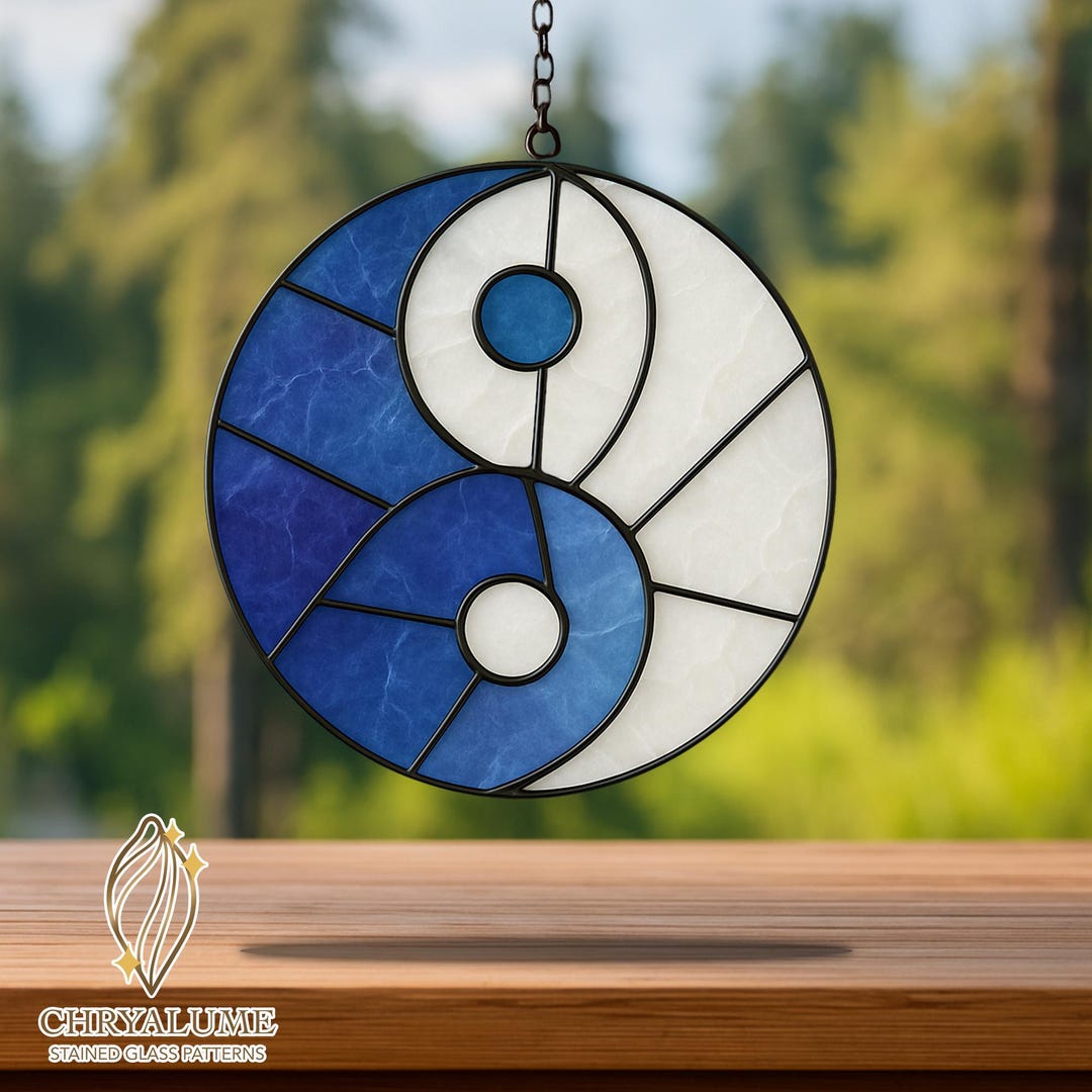 Chinese Yin Yang Stained Glass Pattern PDF, Digital Download Pattern ...