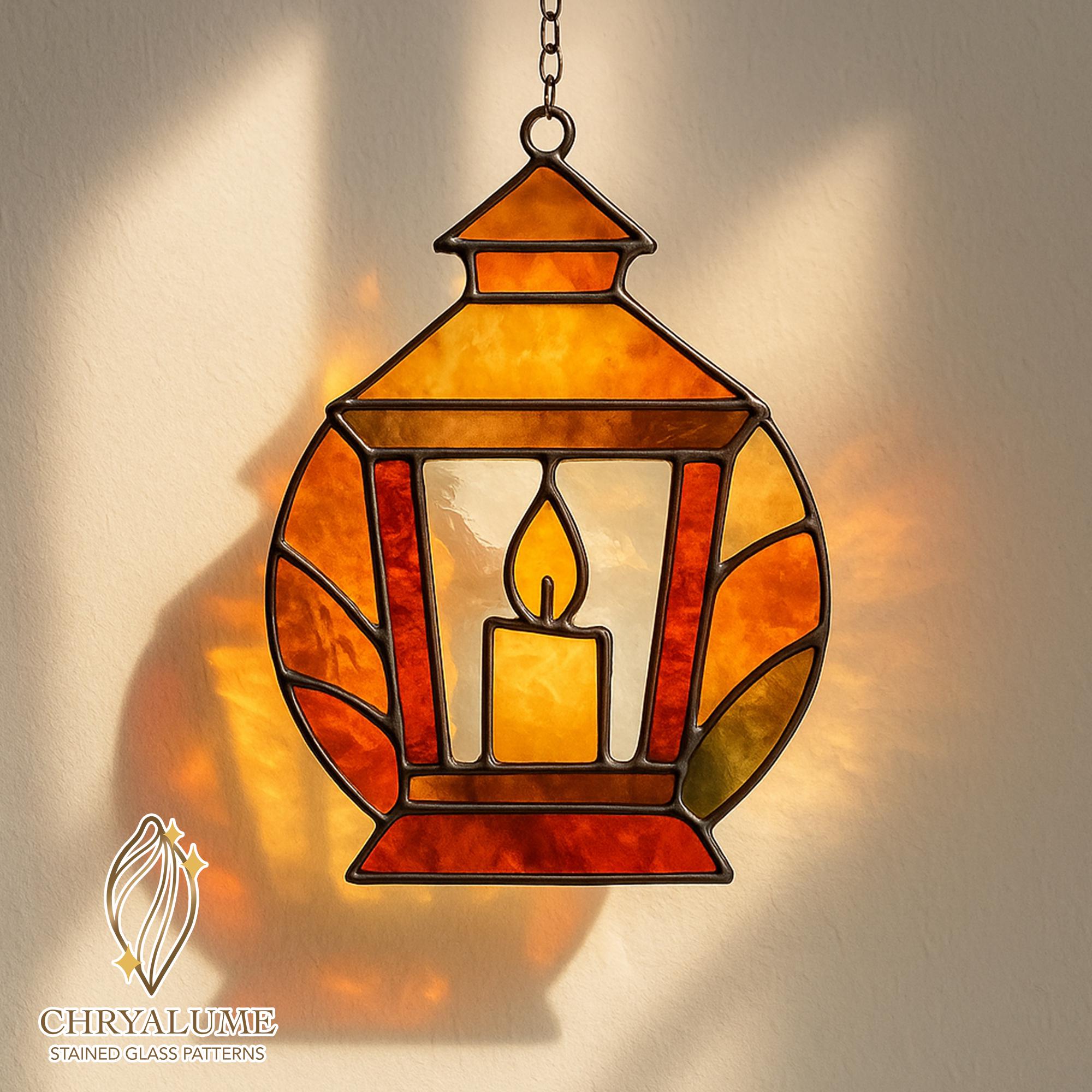 Autumn Stained Glass Lamp Pattern: Fall Cozy Suncatcher Design (PDF ...