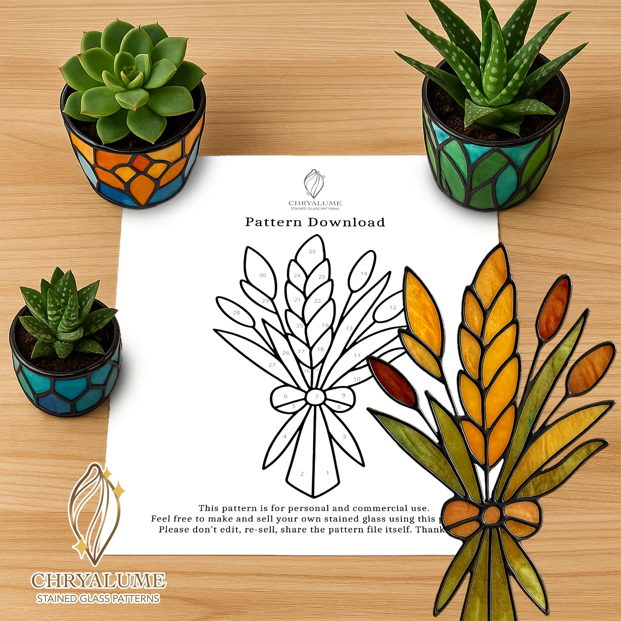 Autumn Bouquet Stained Glass Pattern: DIY Fall Suncatcher (PDF Download ...