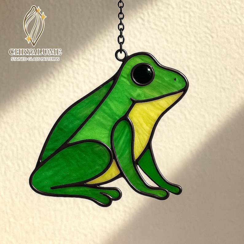 Frog Stained Glass Pattern, Frog Suncatcher, Stained Glass Pattern ...