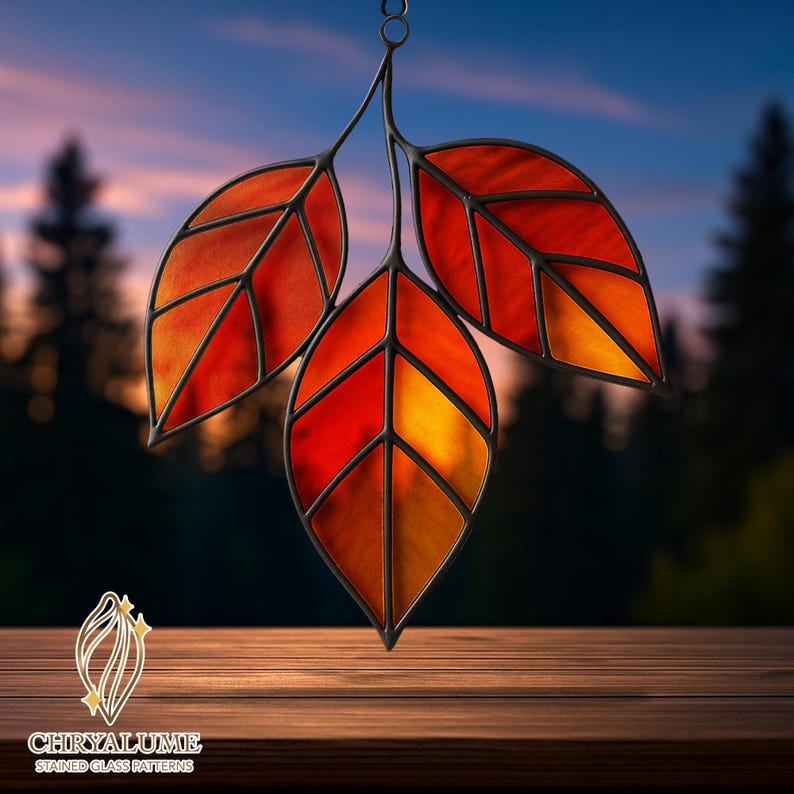 Autumn Leaves Stained Glass Pattern: Fall Pattern Suncatcher DIY (PDF ...
