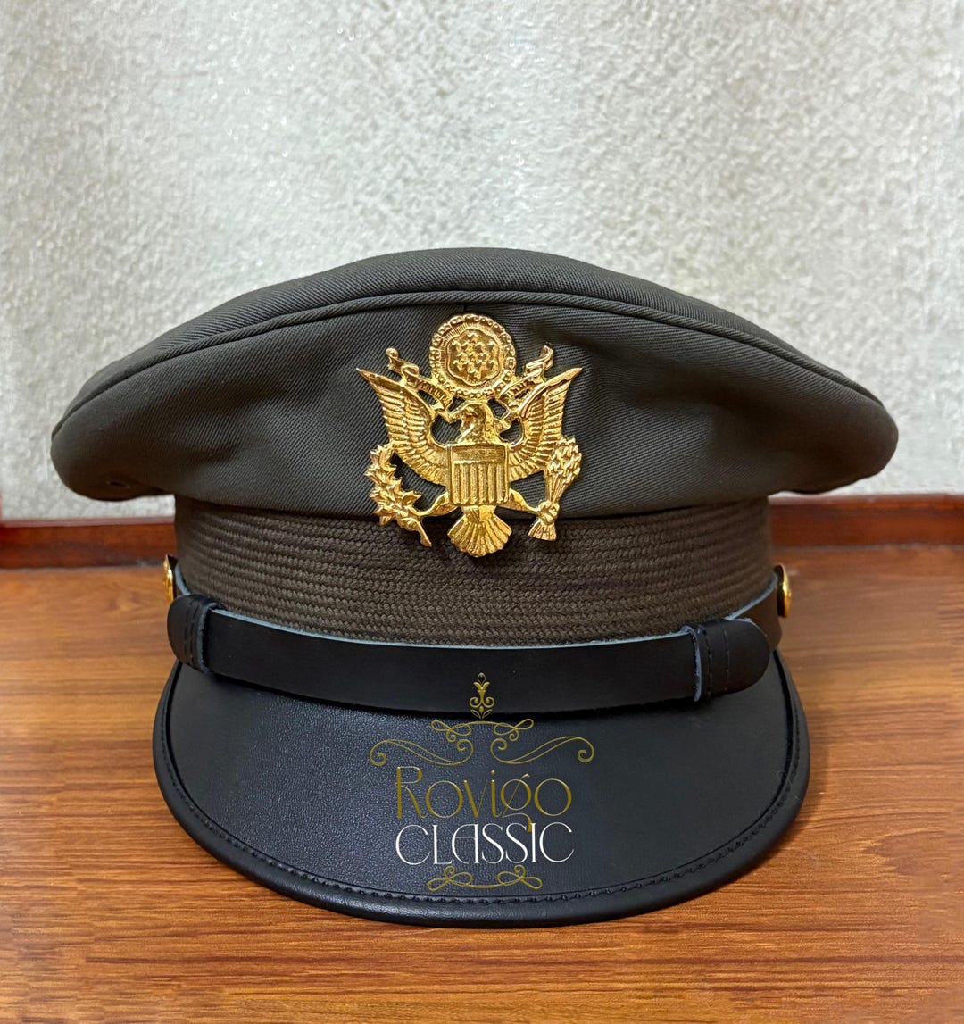 Handmade U.S. Army AGSU Service Cap: Heritage Green Dress Cap, Gold ...