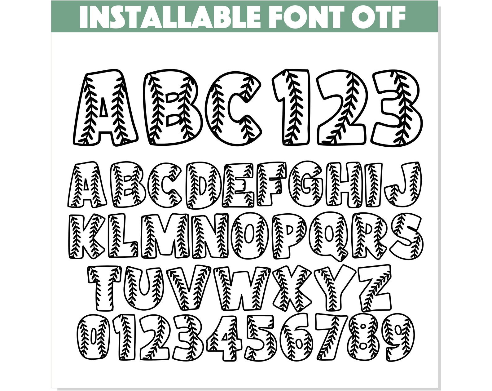 Baseball Font With Stitches TTF SVG PNG, Kids Sports Font, Baseball ...