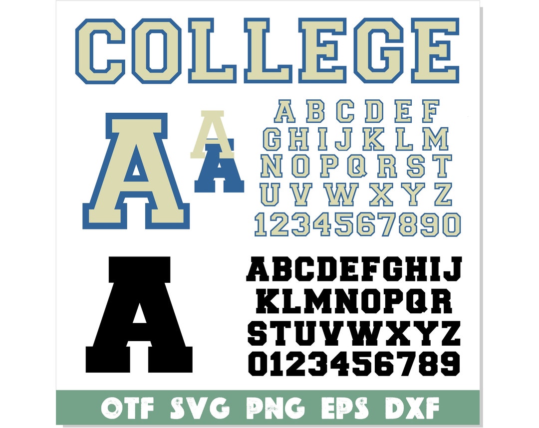 Vintage College Font TTF PNG SVG Layered | Varsity Sport College Font ...