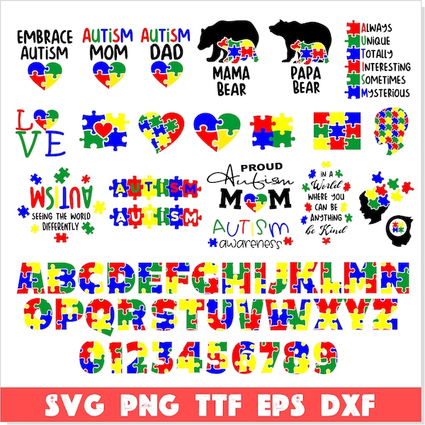 Autism Puzzle Font - Etsy