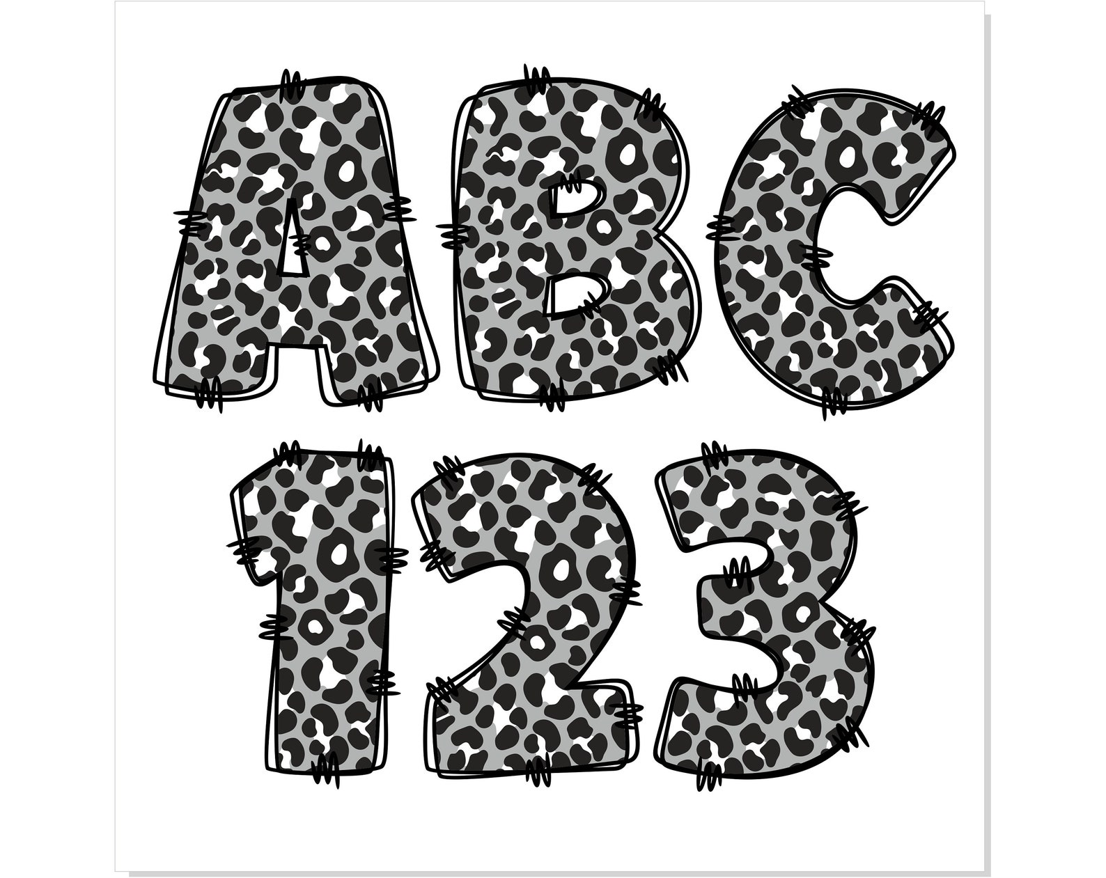 Leopard Doodle Alphabet Letters SVG PNG, Doodle Leopard Font Svg Png ...