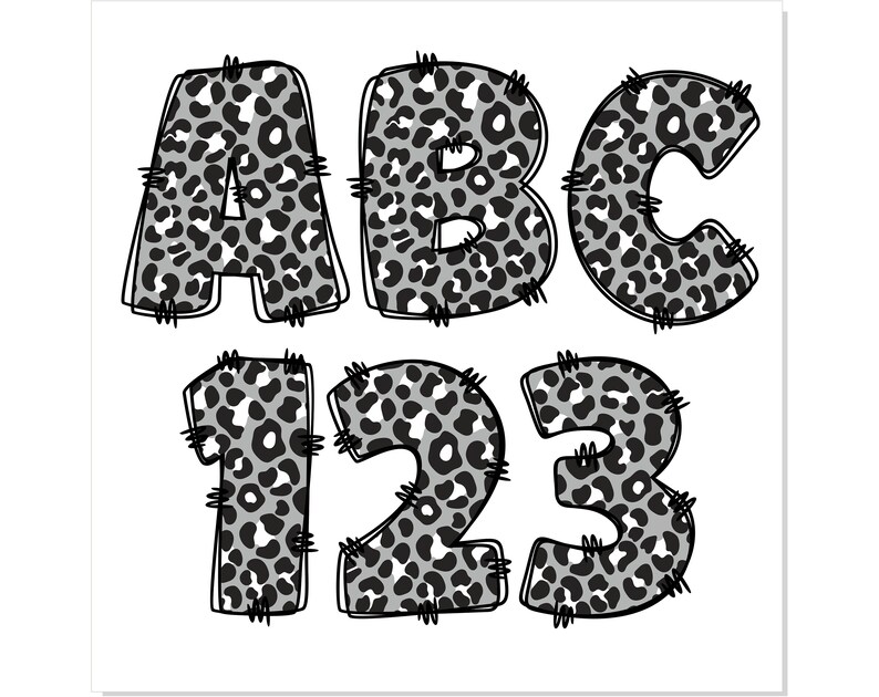 Leopard Doodle Alphabet Letters SVG PNG, Doodle Leopard Font Svg Png ...