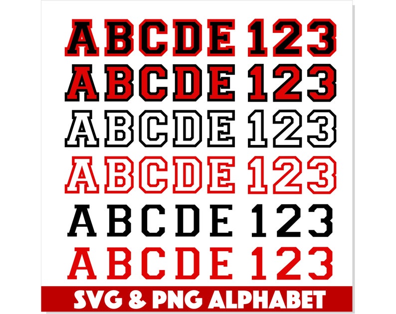 College Varsity Font TTF PNG SVG Black Red | College Letters T Shirts ...