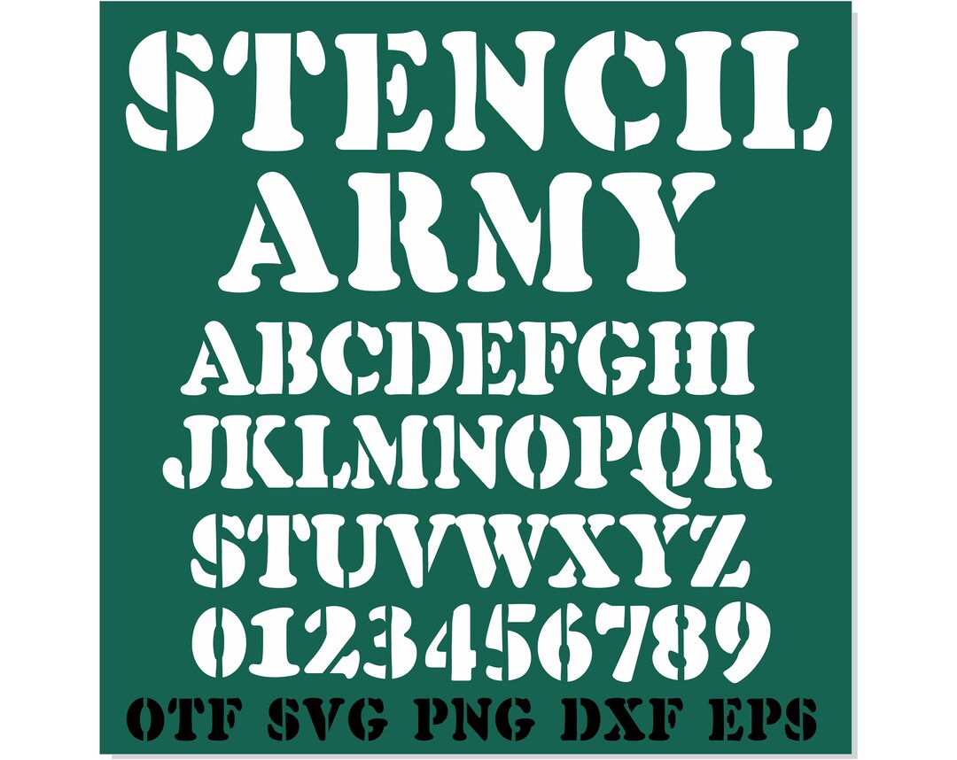 Army Stencil Font TTF SVG PNG, Stencil Army Font Otf, Stencil Font Svg ...