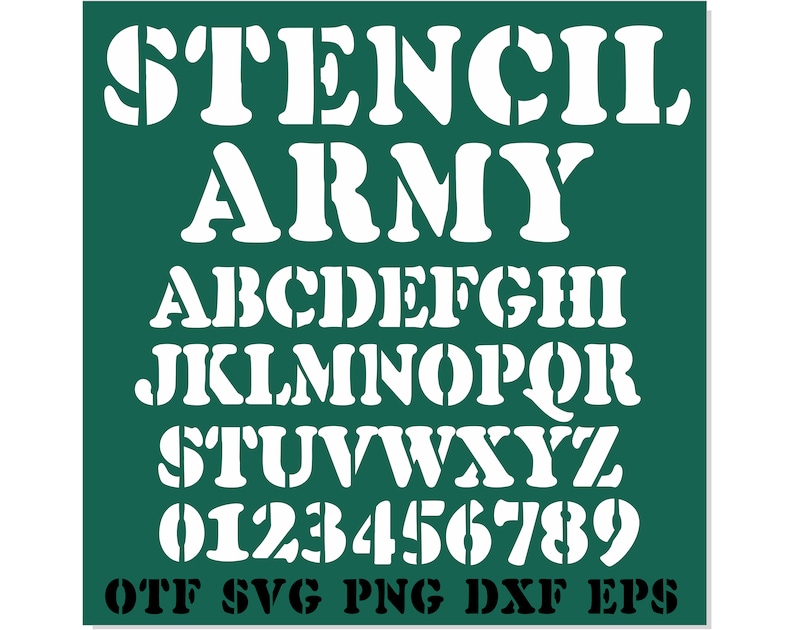 Army Stencil Font TTF SVG PNG, Stencil Army Font Otf, Stencil Font Svg ...
