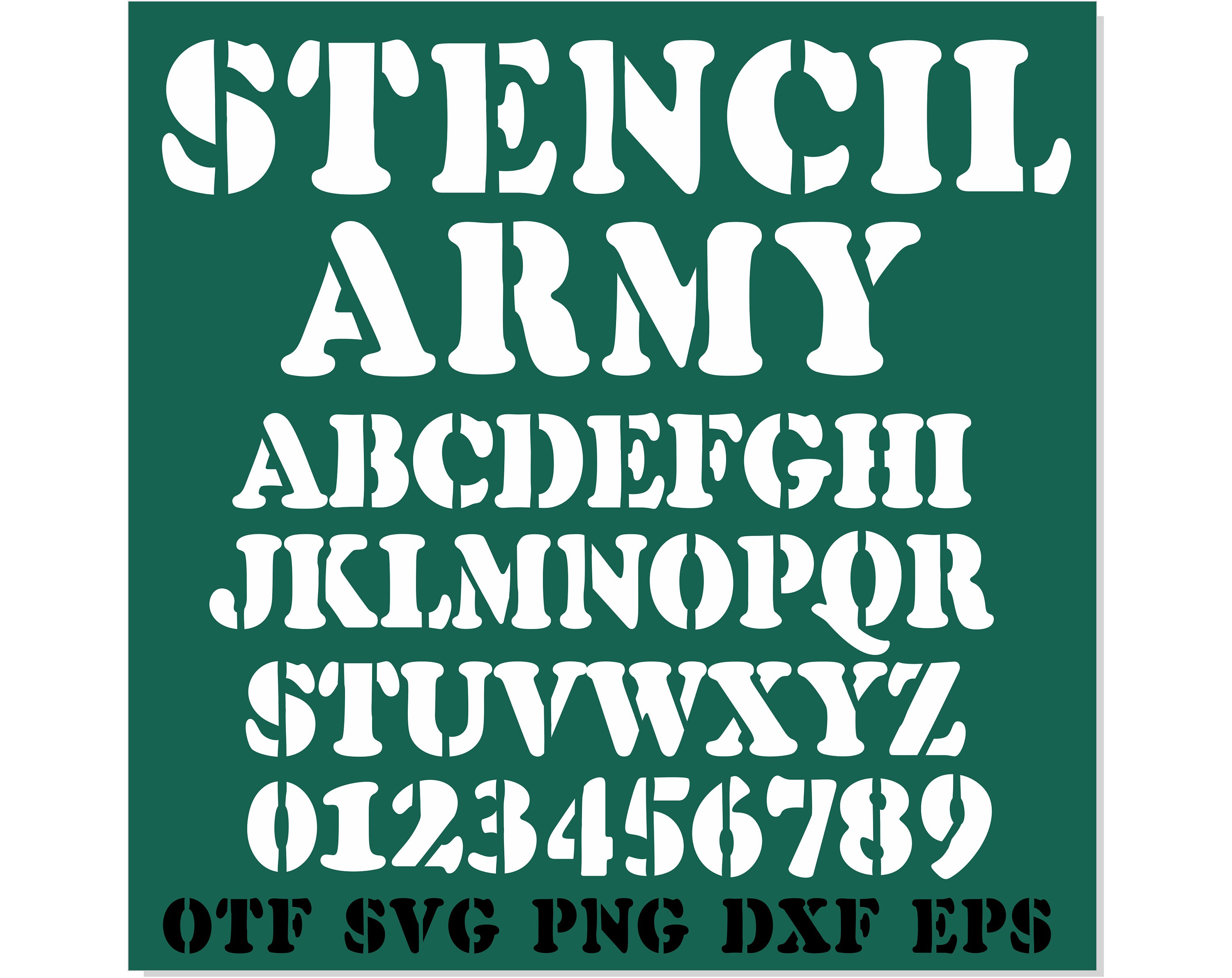 Army Stencil Font TTF SVG PNG, Stencil Army Font Otf, Stencil Font Svg ...