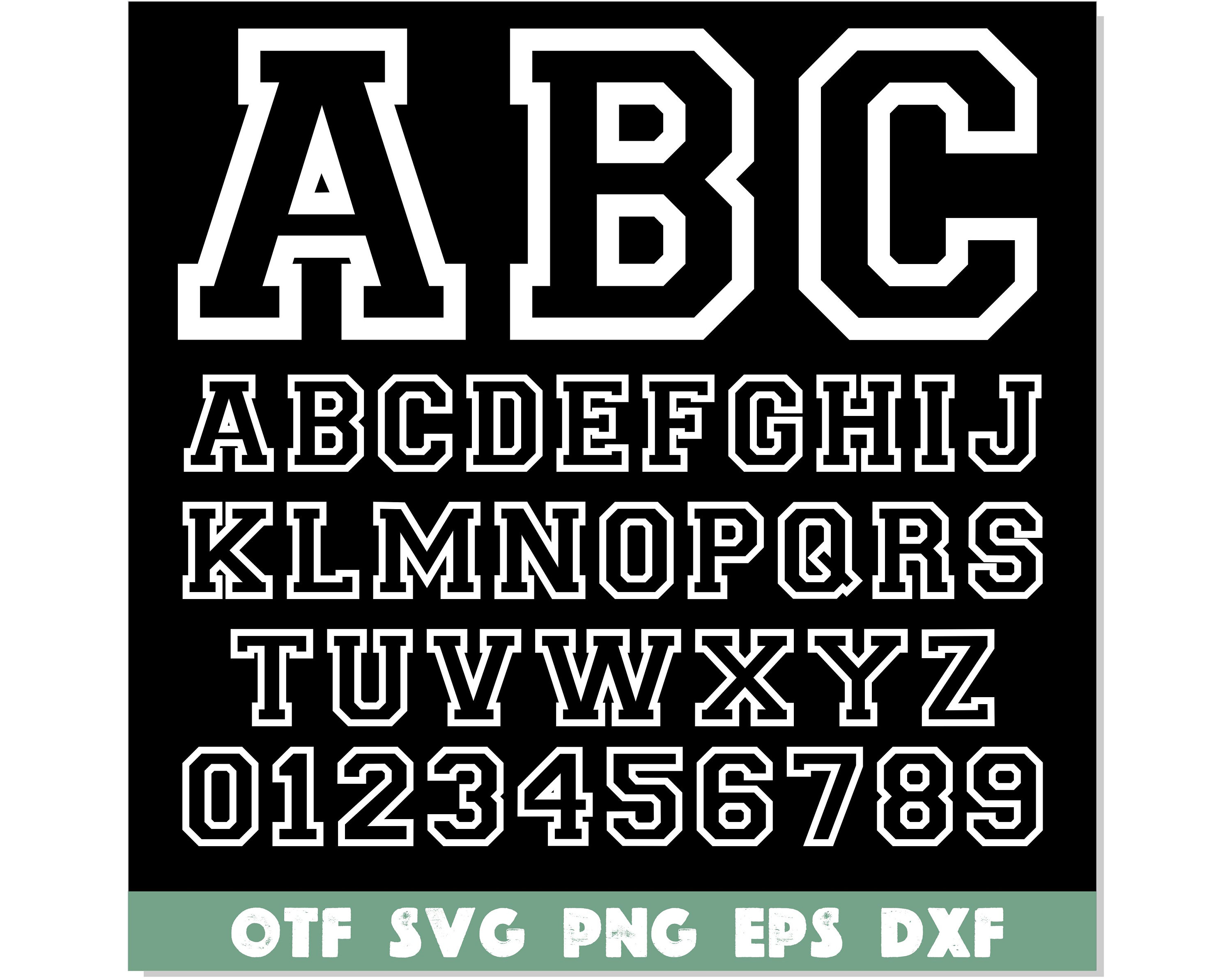 Sport Varsity College Outline Font OTF SVG PNG | Outline Varsity Font ...
