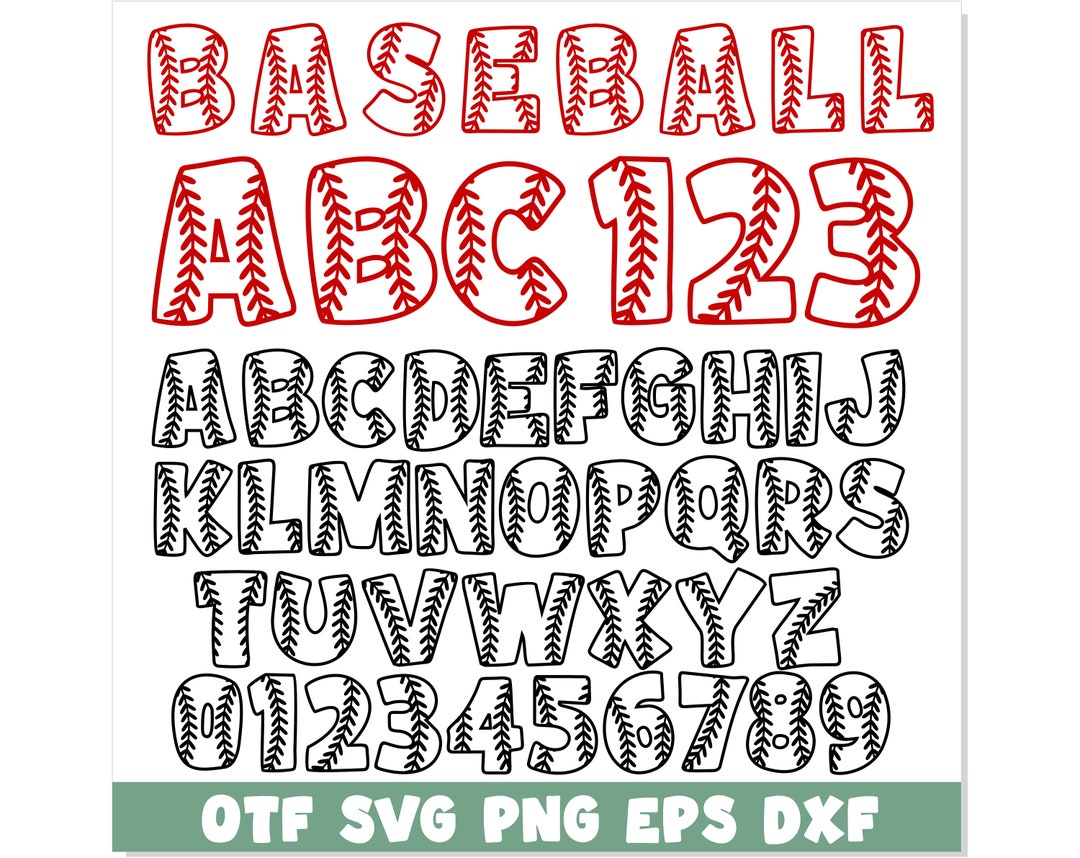 Baseball Font With Stitches TTF SVG PNG, Baseball Font Ttf, Baseball ...
