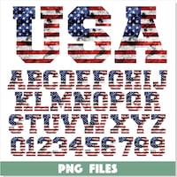 AMERICAN FLAG Alphabet and Numbers PNG, Usa Alphabet Png, Usa Numbers ...