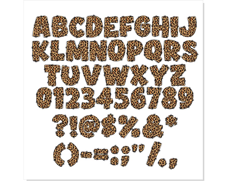 Doodle Leopard Alphabet Letters SVG PNG, Doodle Leopard Font Svg Png ...