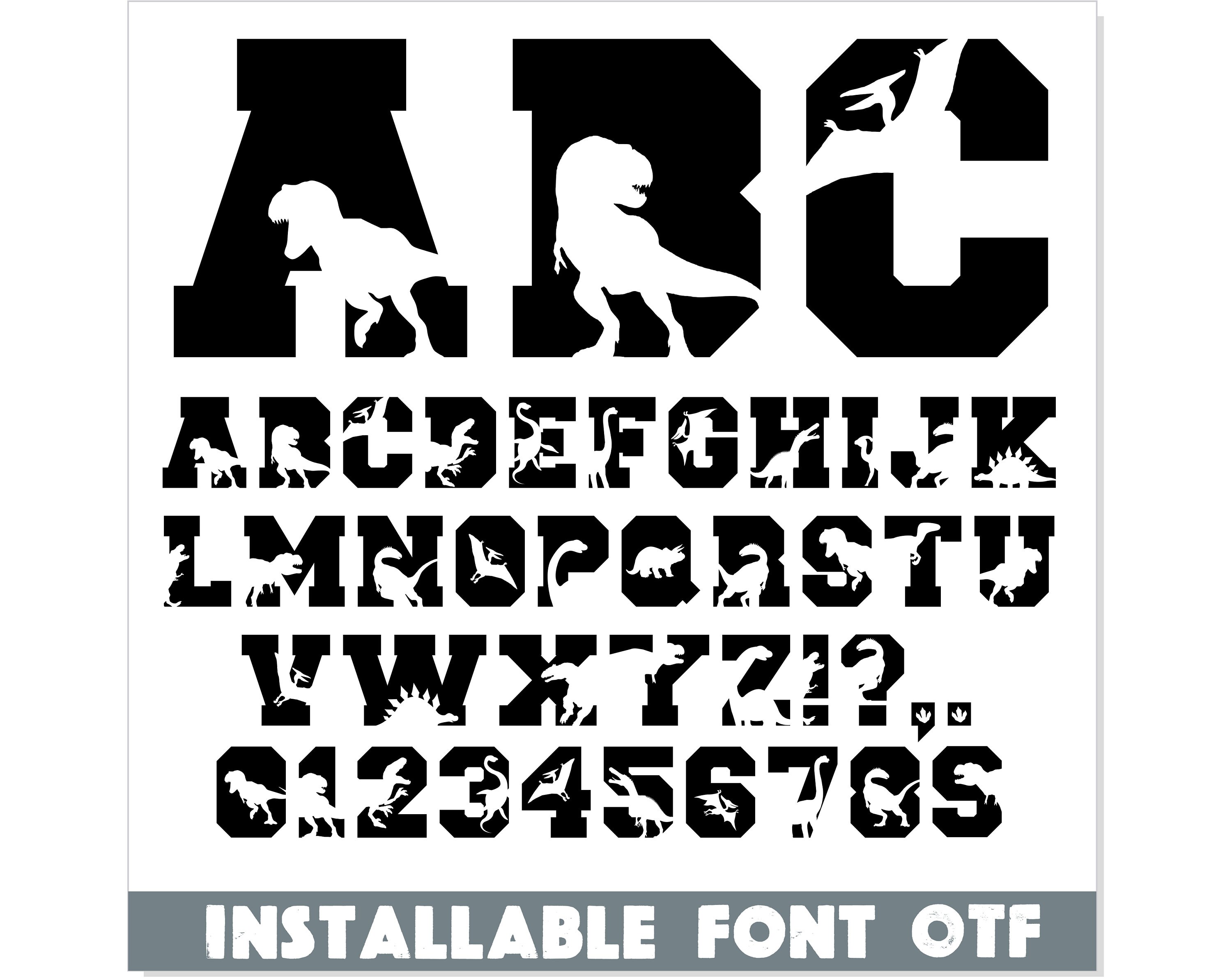 College Dinosaur Font OTF SVG PNG Dino Font Svg, Dinosaur Font Ttf ...