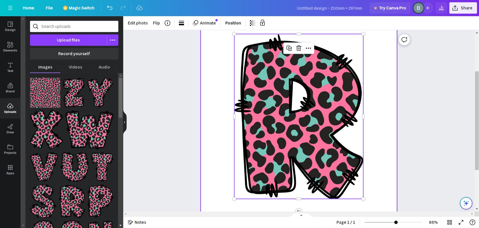 5 Set Leopard Doodle Alphabet Letters SVG PNG Bundle, Doodle Leopard ...