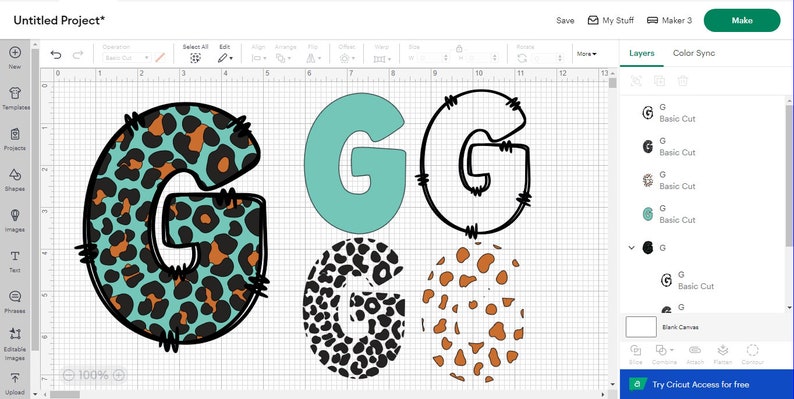 Doodle Leopard Alphabet Letters SVG PNG Turquoise Canva Cricut, Doodle ...