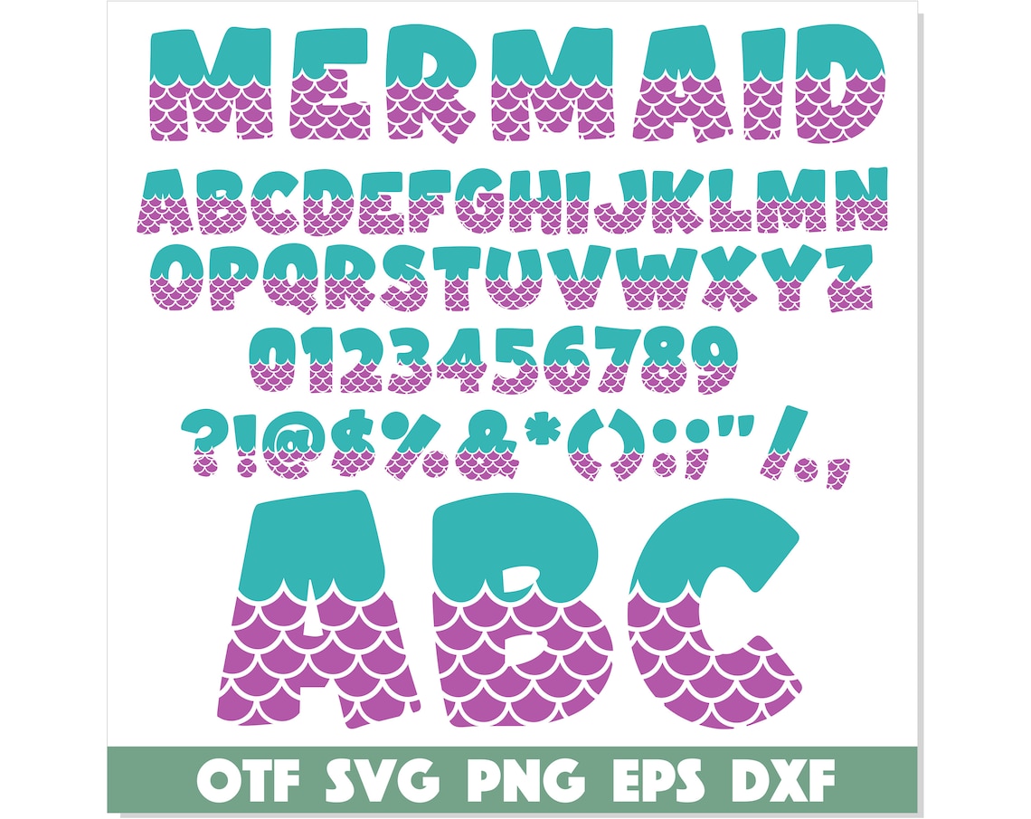 Mermaid Font SVG PNG TTF, Mermaid Font Tails, Fish Font Svg, Mermaid ...