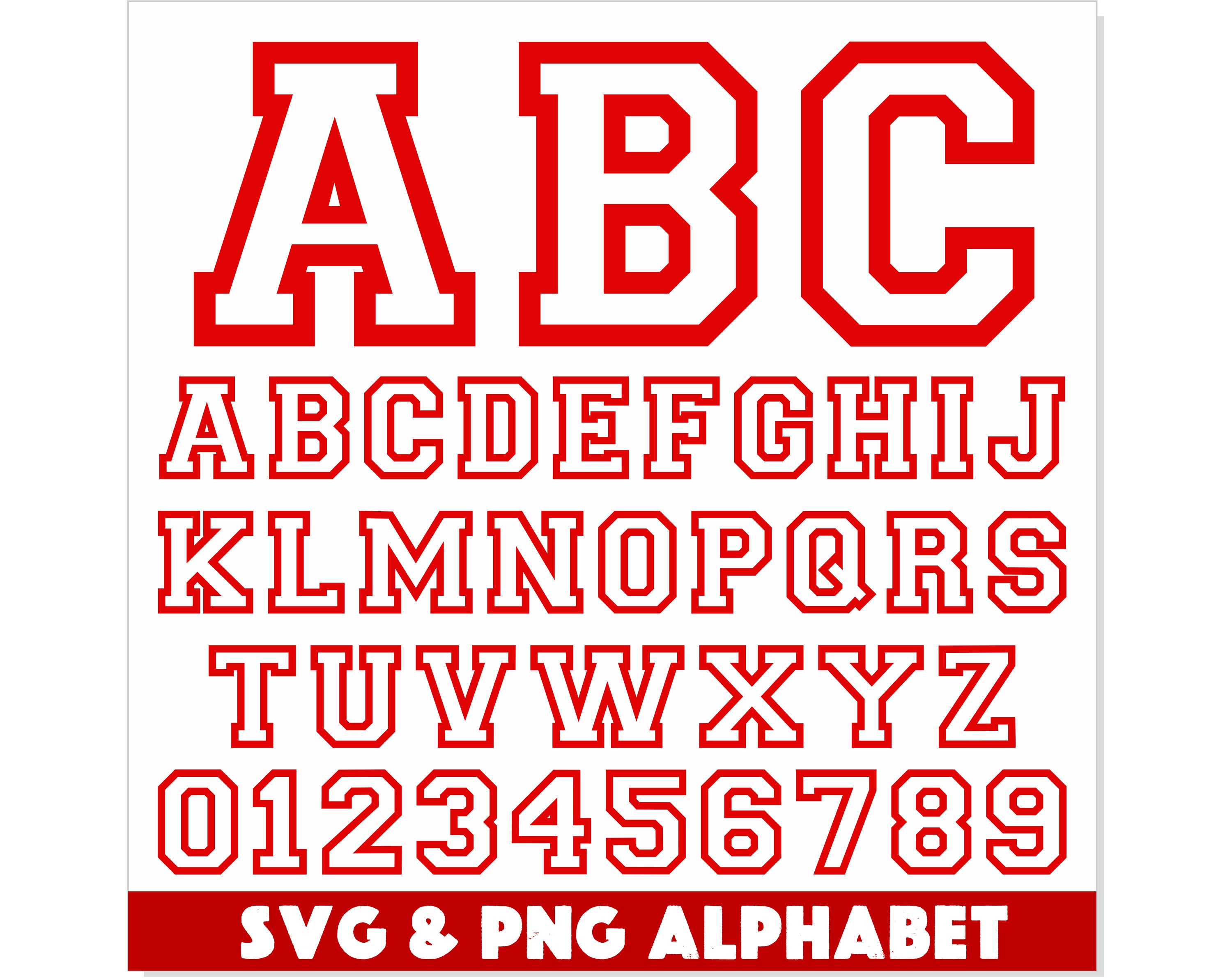 College Varsity Font TTF PNG SVG Red Black Varsity Sport College Font ...