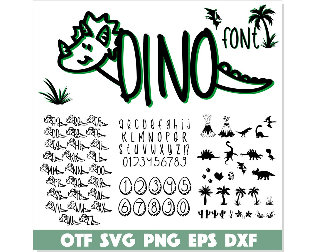 Dinosaur Font TTF SVG PNG | Dino Font Dinosaur Svg Cricut, Dinosaur ...