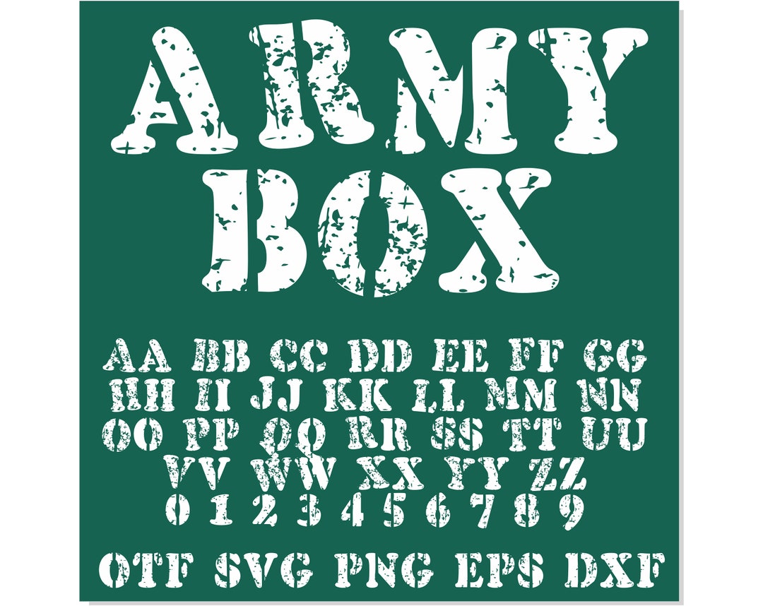 Stencil Distressed Font TTF, Stencil Letters SVG PNG, Army Font ...