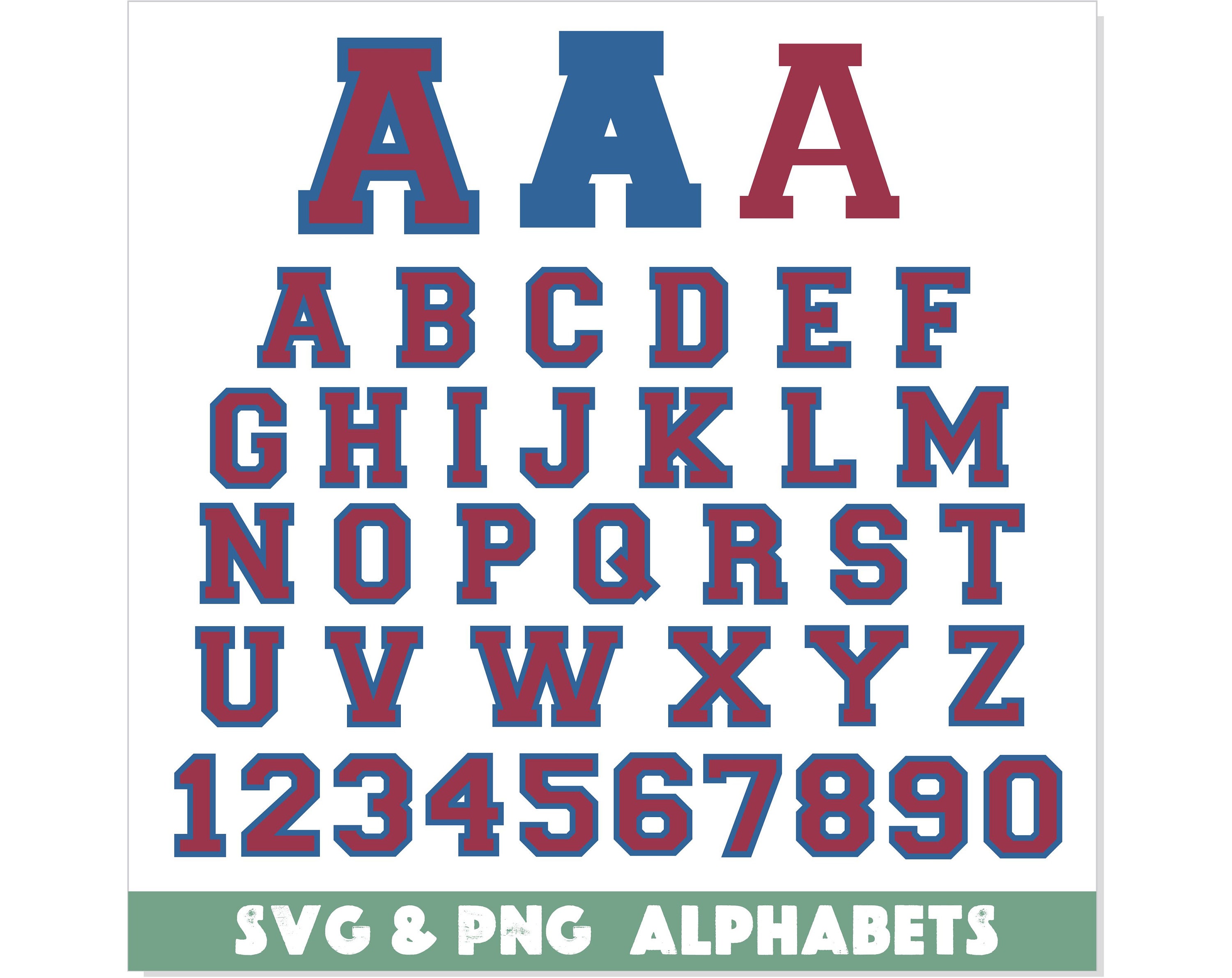 College Varsity Font TTF PNG SVG Blue Red Layered Varsity Sport College ...