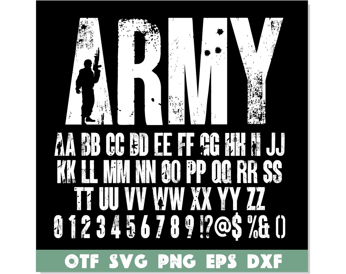 Army Font TTF, Military Font OTF, Military Distressed Font, Military ...