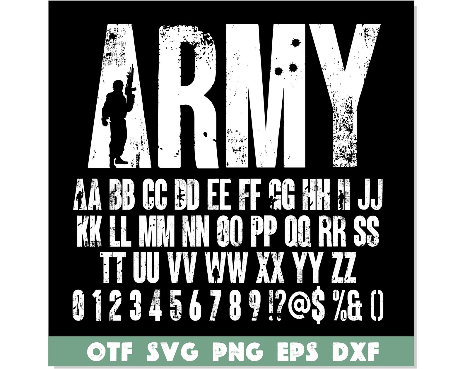 Army Font TTF, Military Font OTF, Military Distressed Font, Military ...