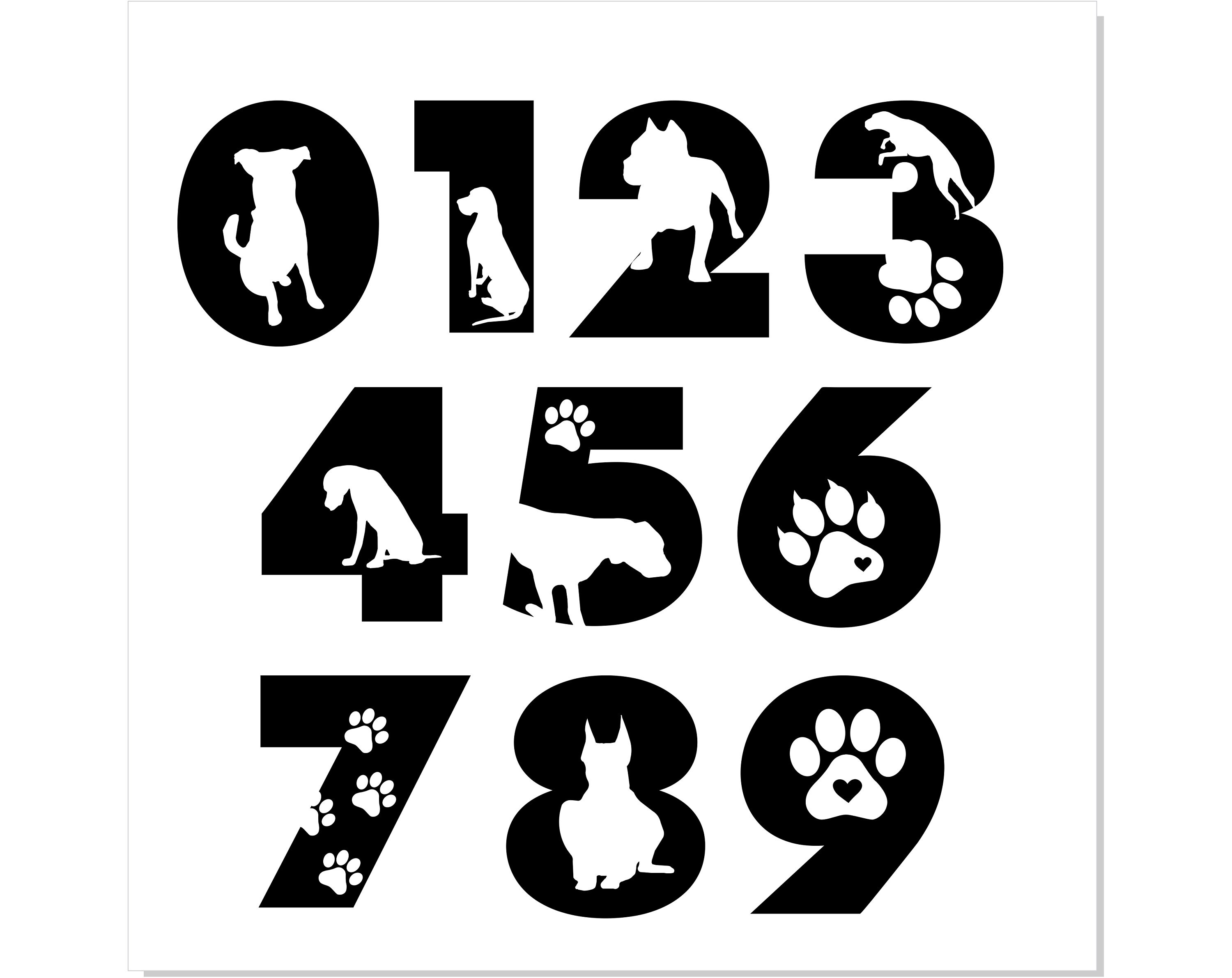Dog Font Silhouette OTF SVG PNG | Paw Font Svg, Dog Font Svg Cricut ...