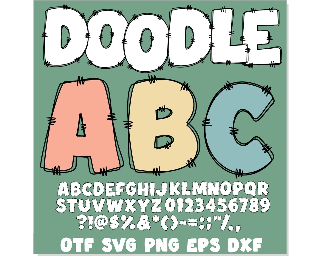Doodle Font SVG TTF, Doodle Font Png, Doodle Letters Svg, Doodle ...