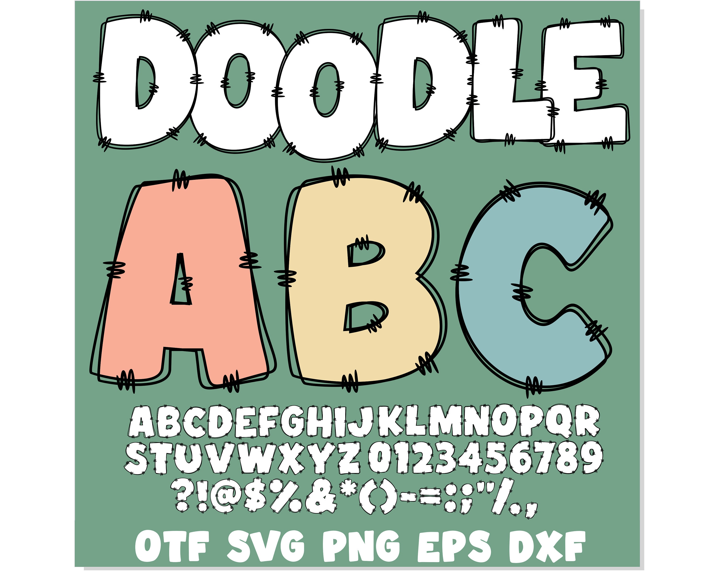 Doodle Font SVG TTF, Doodle Font Png, Doodle Letters Svg, Doodle ...