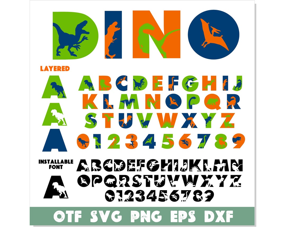 Dinosaur Font Svg Layered Dinosaur Font Png Dinosaur Font - Etsy