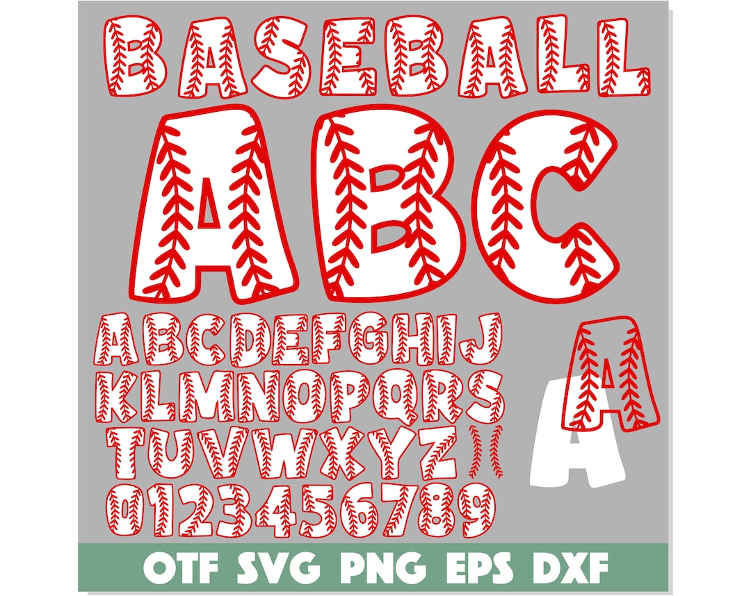 Baseball Font With Stitches TTF SVG PNG, Kids Sports Font, Baseball ...