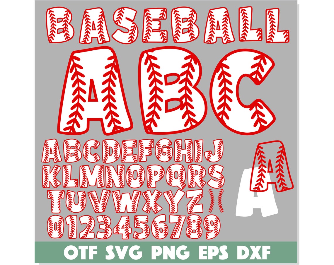 Baseball Font With Stitches TTF SVG PNG, Kids Sports Font, Baseball ...