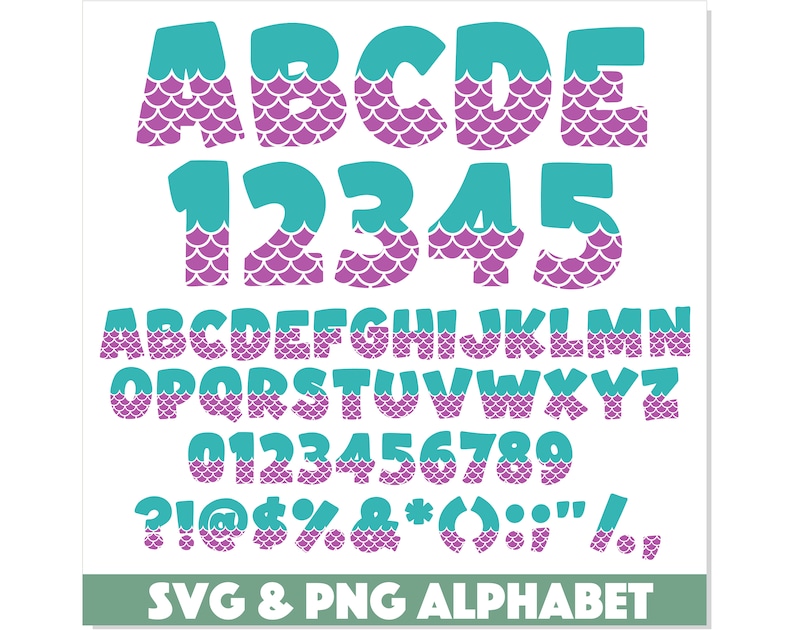 Mermaid Font SVG PNG TTF, Mermaid Font Tails, Fish Font Svg, Mermaid ...