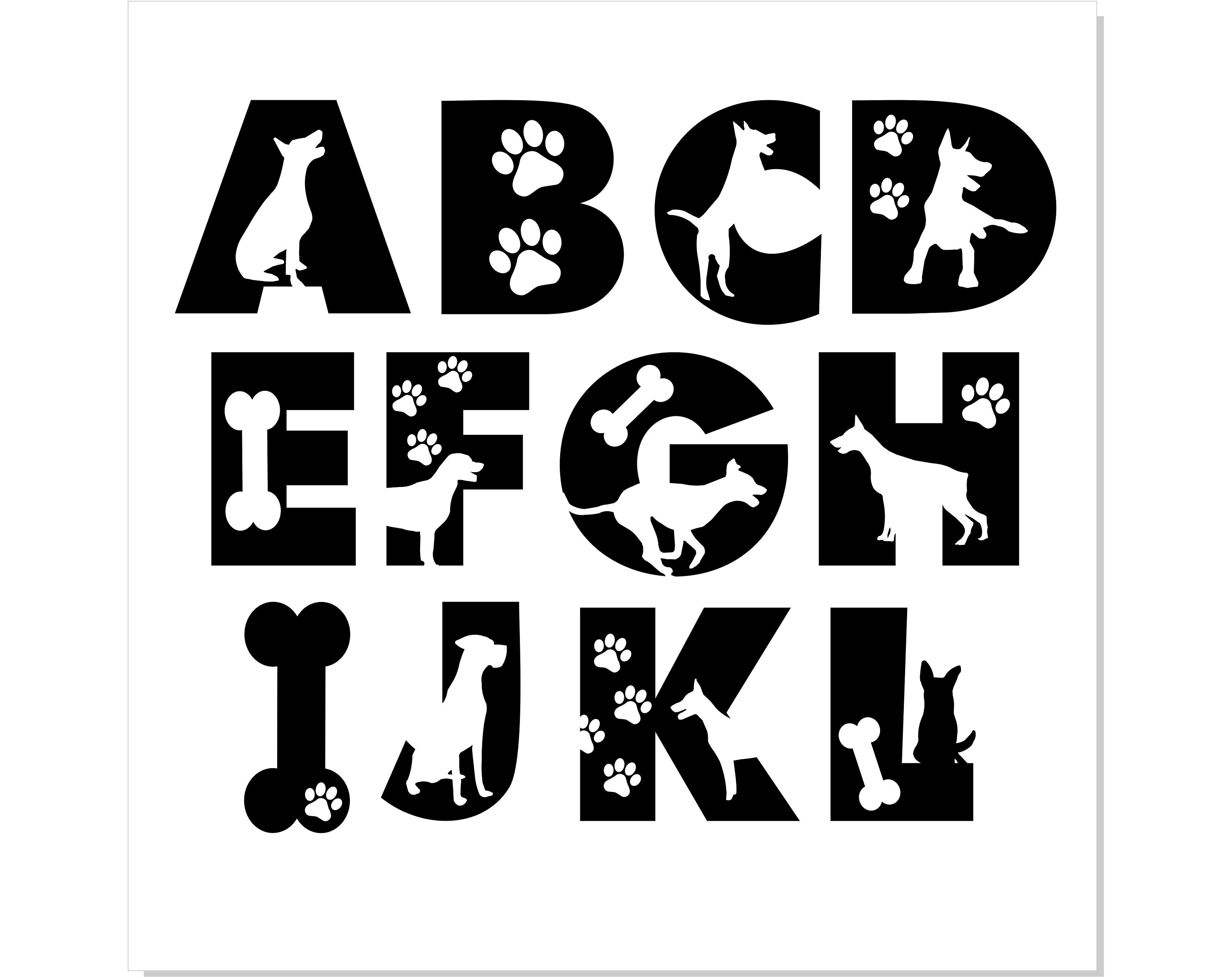 Dog Font Silhouette OTF SVG PNG Paw Font Svg, Dog Font Svg Cricut, Paw ...