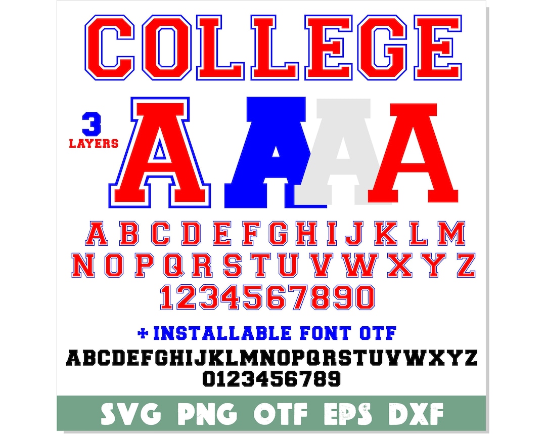 College Varsity Font SVG 3 Layers Cricut | College Font Png, College ...