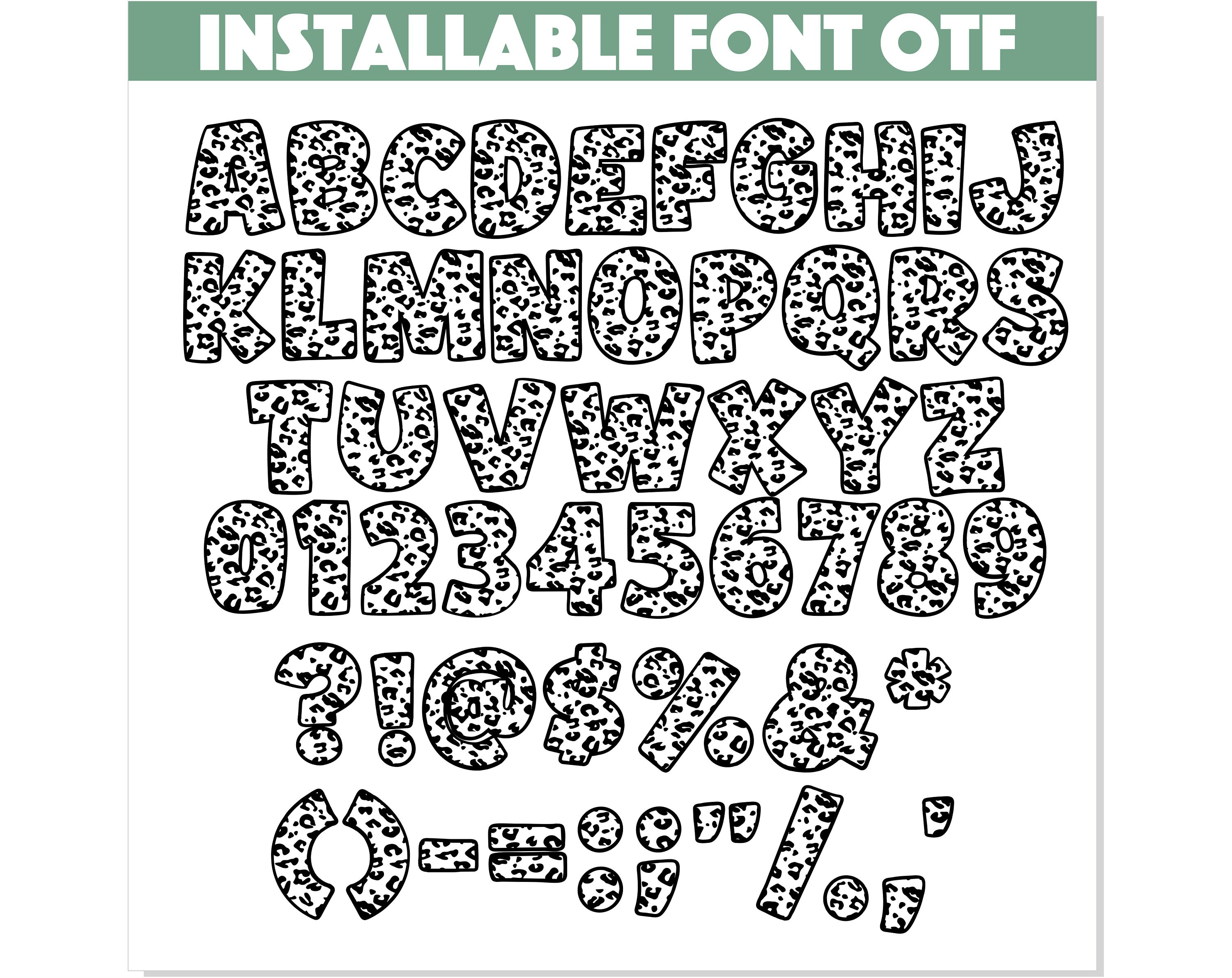 Leopard Font TTF SVG PNG Bubble Font, Leopard Font Png, Animal Font ...