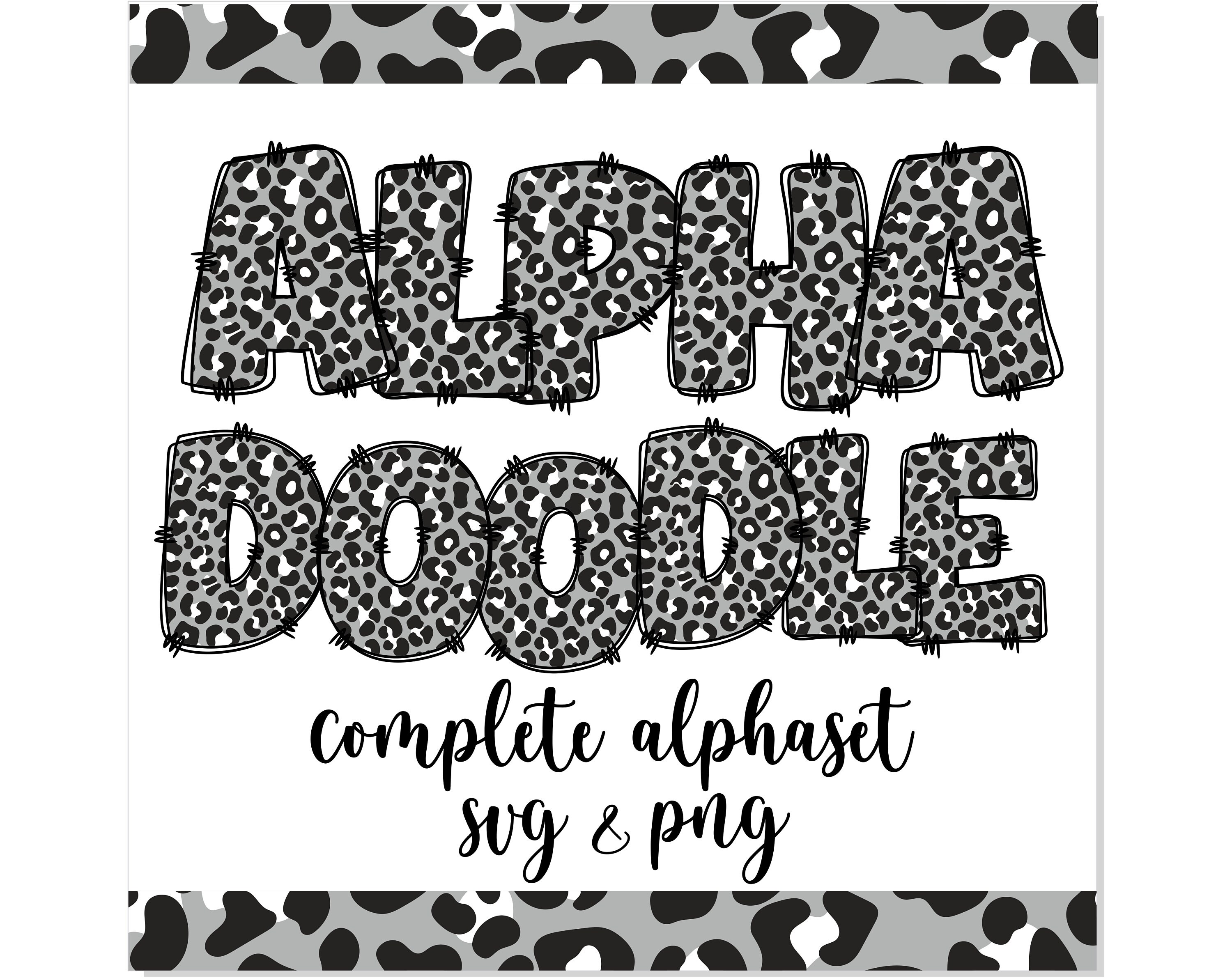 Leopard Doodle Alphabet Letters SVG PNG, Doodle Leopard Font Svg Png ...
