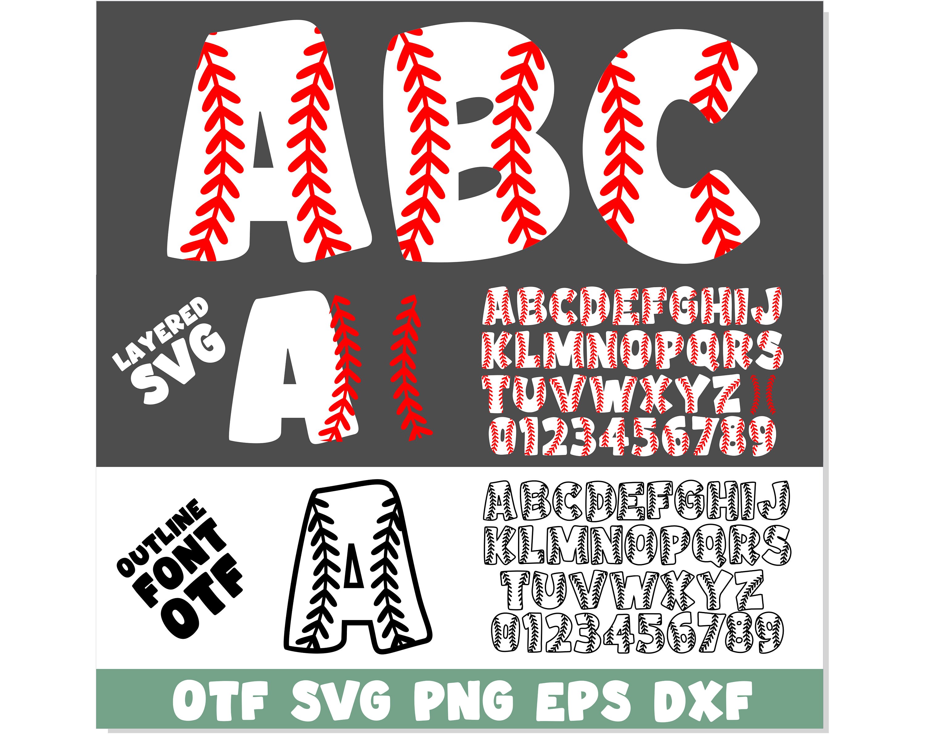 Baseball Font With Stitches TTF SVG PNG, Baseball Font Svg Layered ...