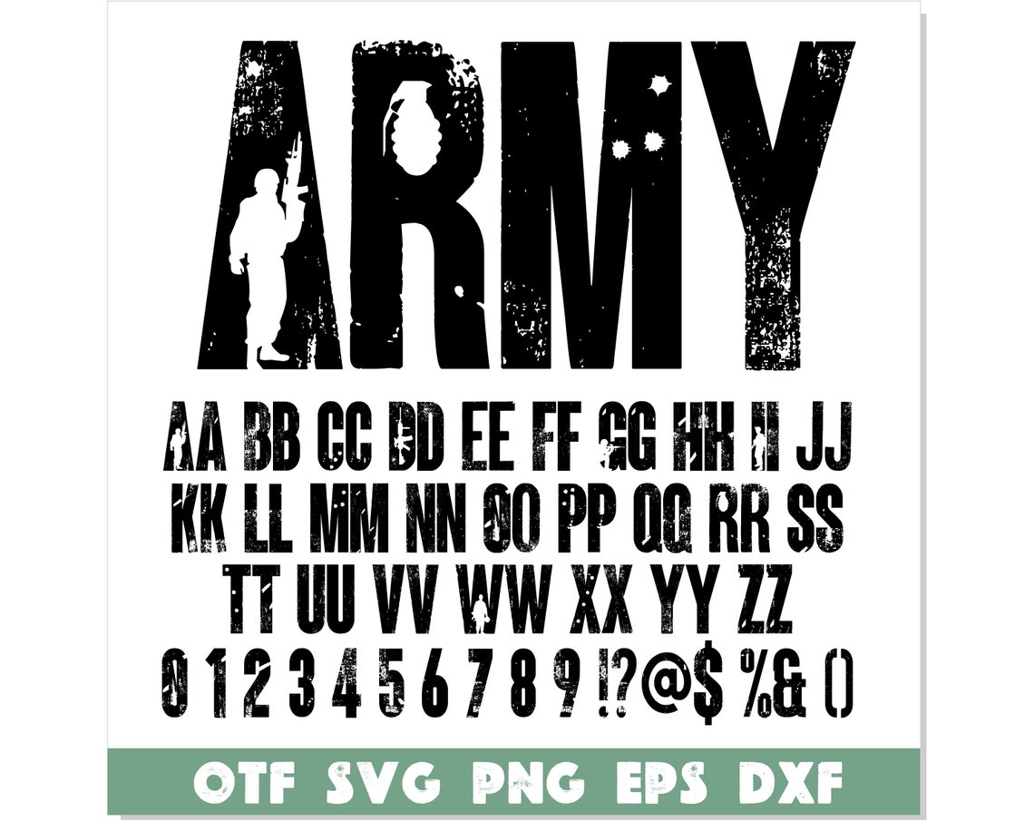 Army Font TTF, Military Font OTF, Military Distressed Font, Military ...