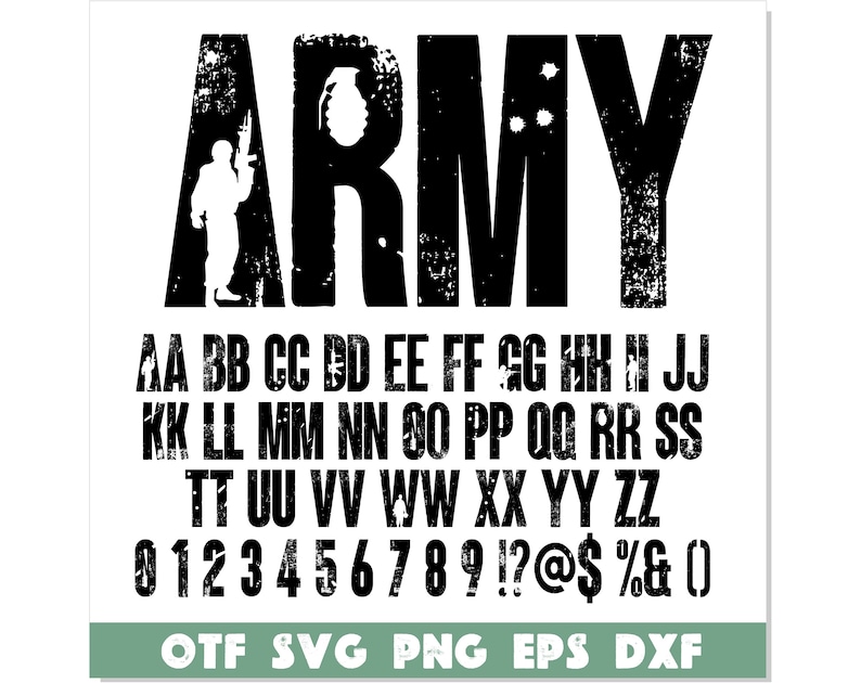 Army Font TTF, Military Font OTF, Military Distressed Font, Military ...